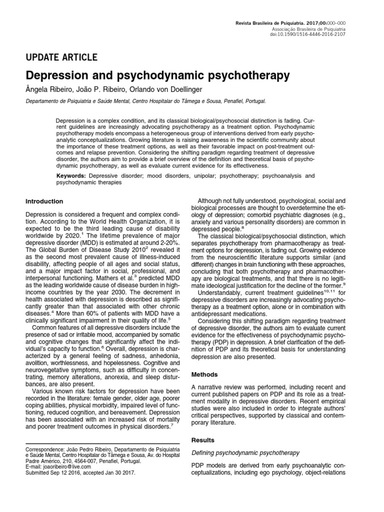 Depression and Psychodynamic Psychotherapy | PDF | Major Depressive ...