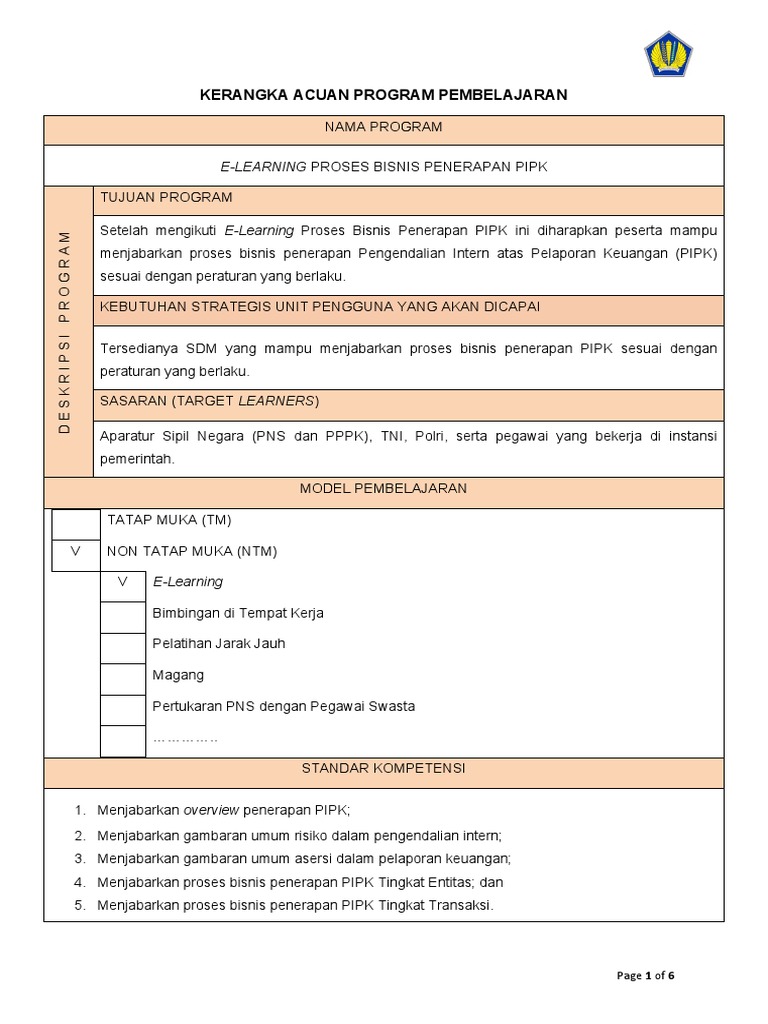 Kap e Learning Probis Penerapan Pipkdocx | PDF
