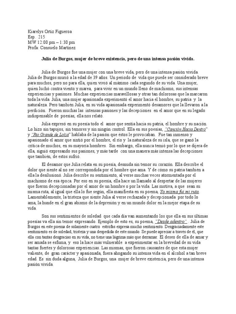 Julia de Burgos | PDF | Amor