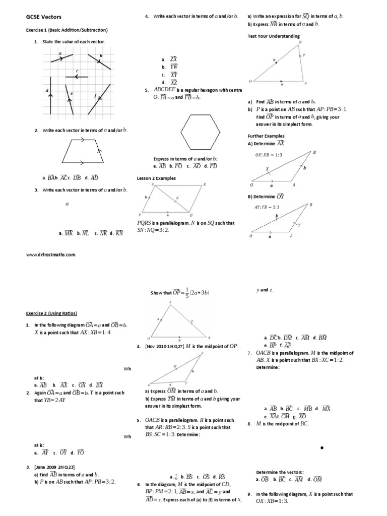 GCSE VectorWorksheet 3 | PDF | Line (Geometry) | Elementary Geometry