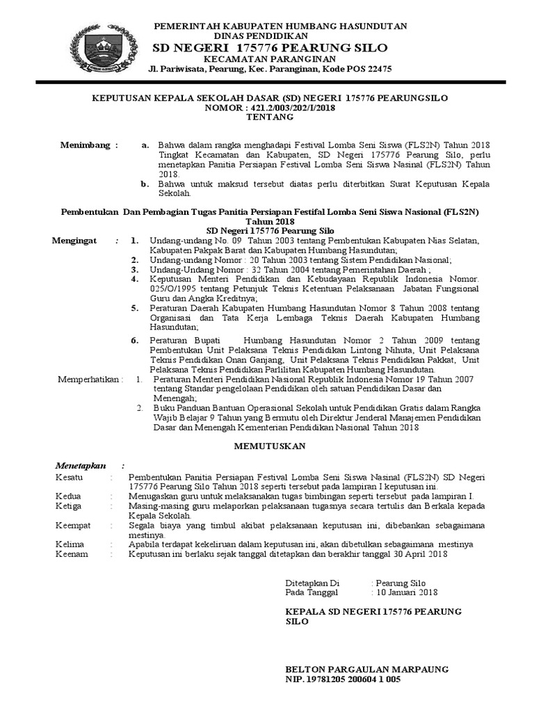 SK Pembimbing FLS2N | PDF