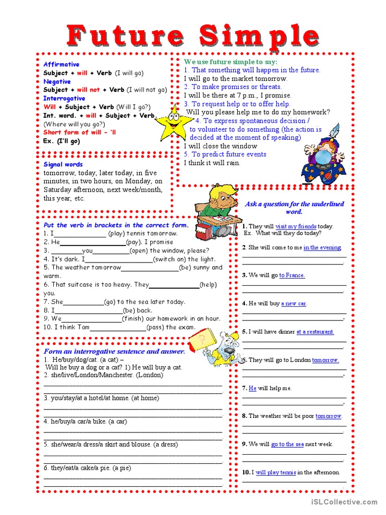 Future Simple Kids Ex | Download Free PDF | Language Mechanics | Linguistic Morphology