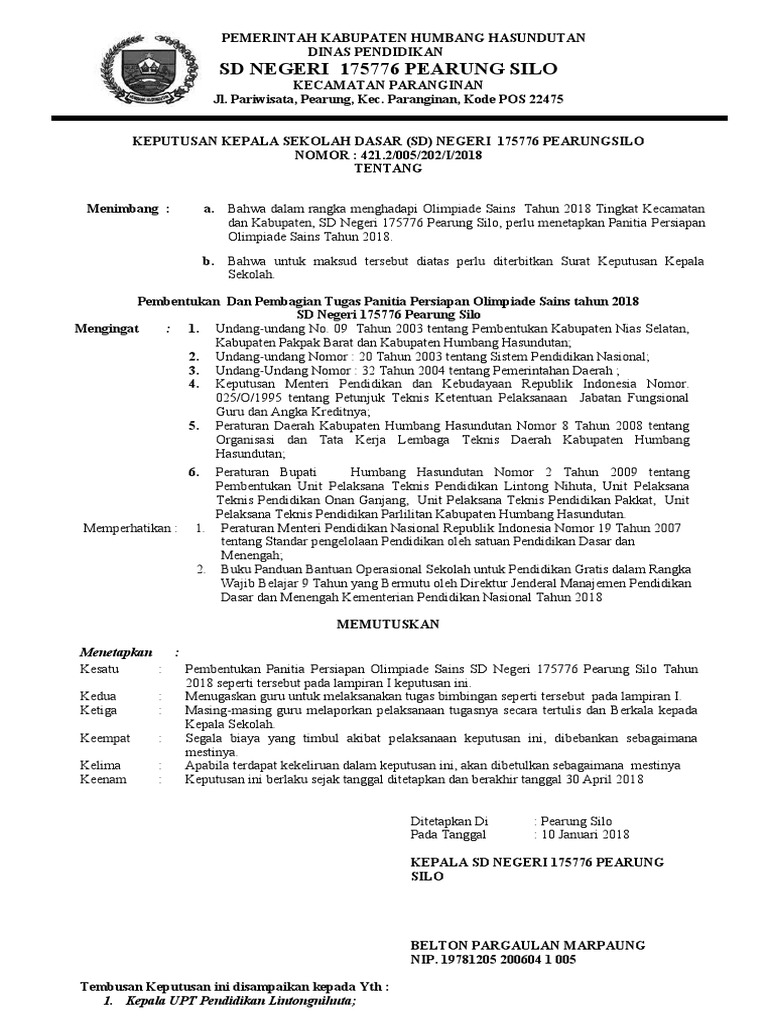 SK Pembimbing Olimpiade MIPA | PDF