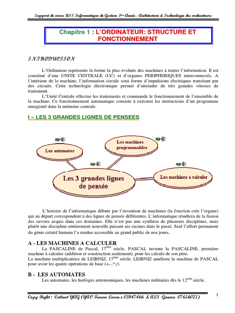 Introduction à l'Informatique | PDF | Mémoire (informatique) | Microprocesseur