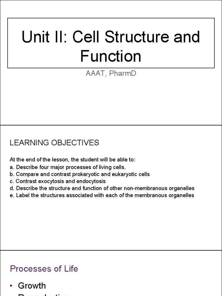 Unit 2 Cell Structure and Function | PDF | Cell (Biology) | Cell Membrane