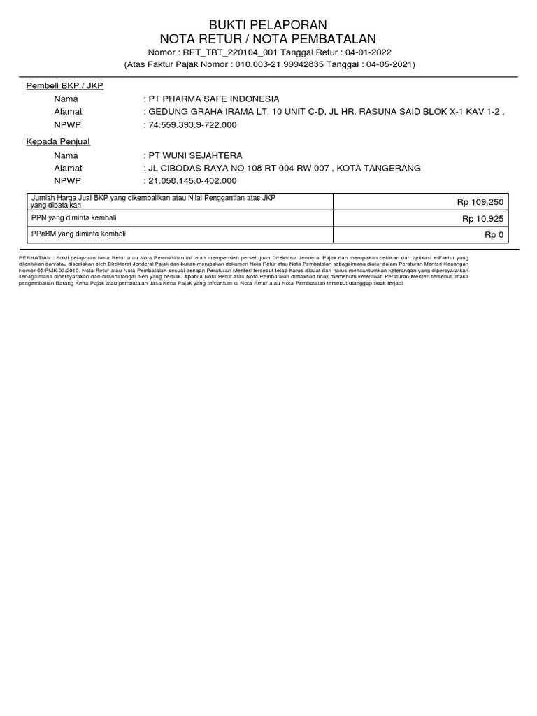 Wuni-Ret - TBT - 220104 - 001-Bukti Upload | PDF