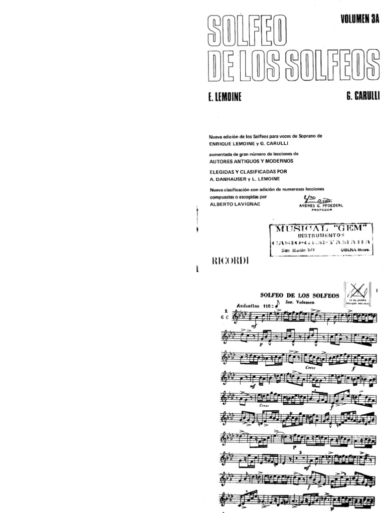 Vol 3A Solfeo de Los Solfeos E Lemoine y | PDF