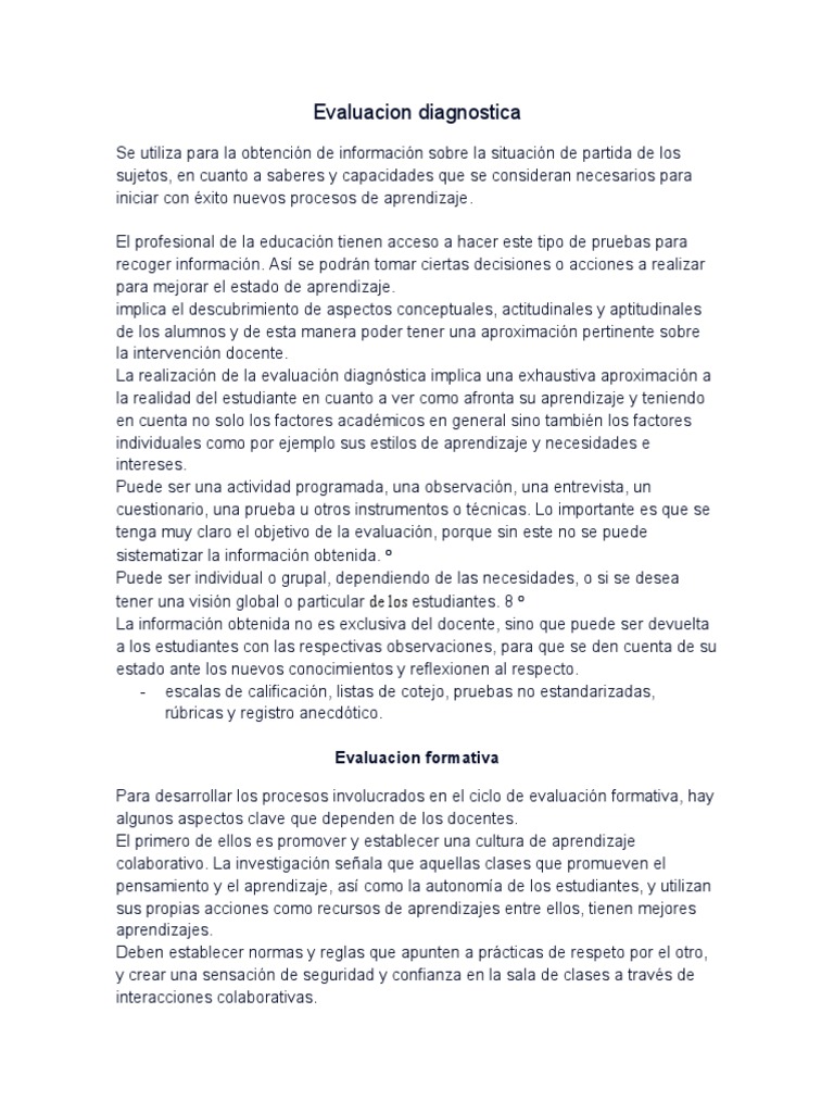Evaluacion Diagnostica | PDF | Evaluación | Aprendizaje
