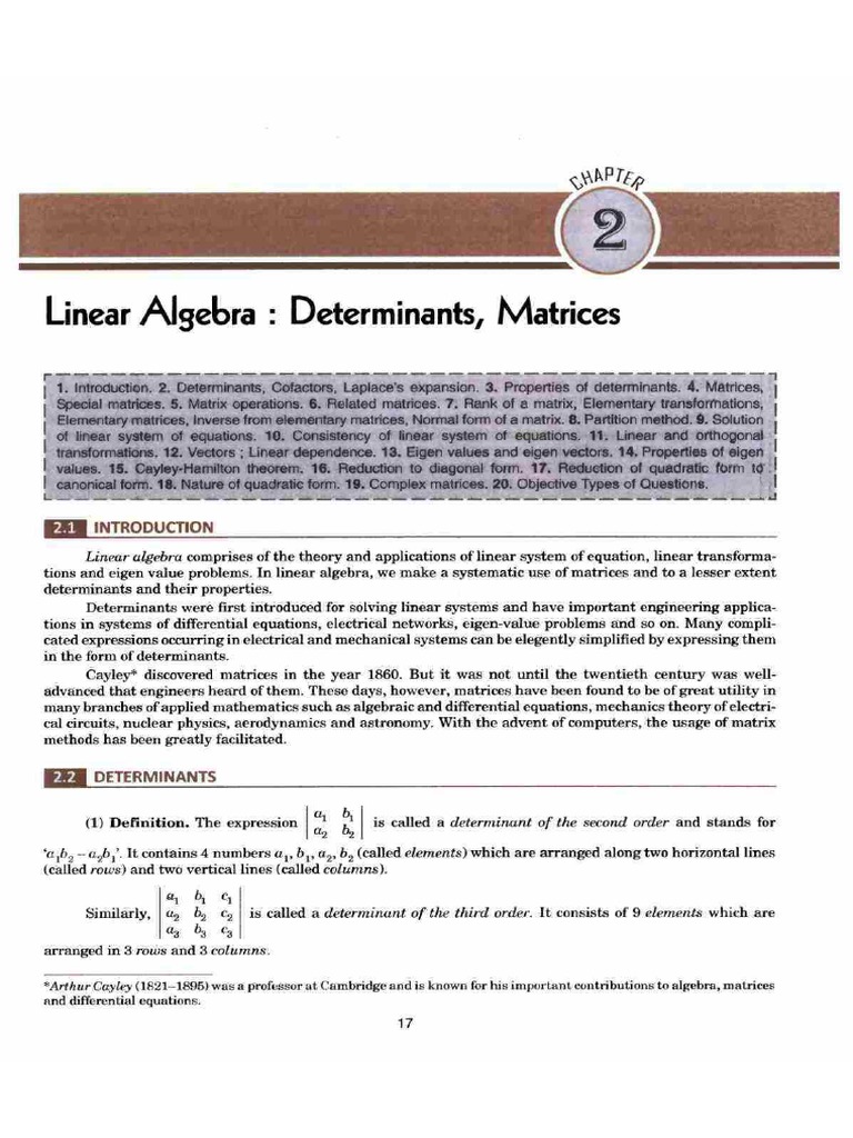 2.linear Algebra-Determinants, Matrices | PDF