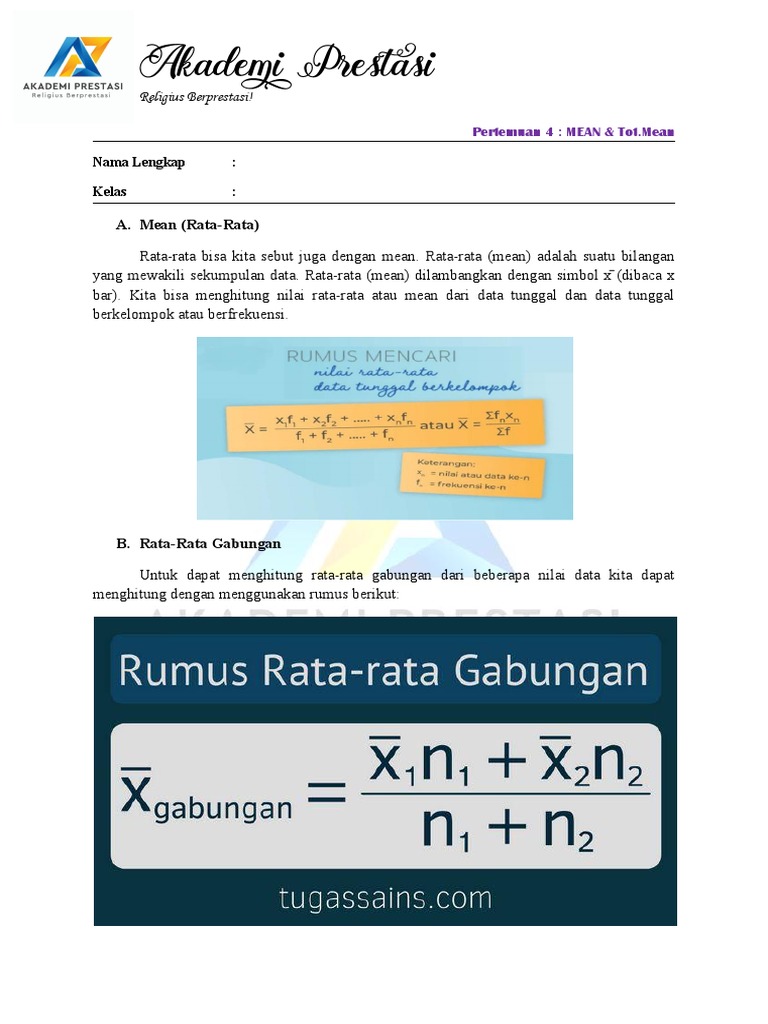 Rata-Rata Gabungan Siswa Kelas | PDF