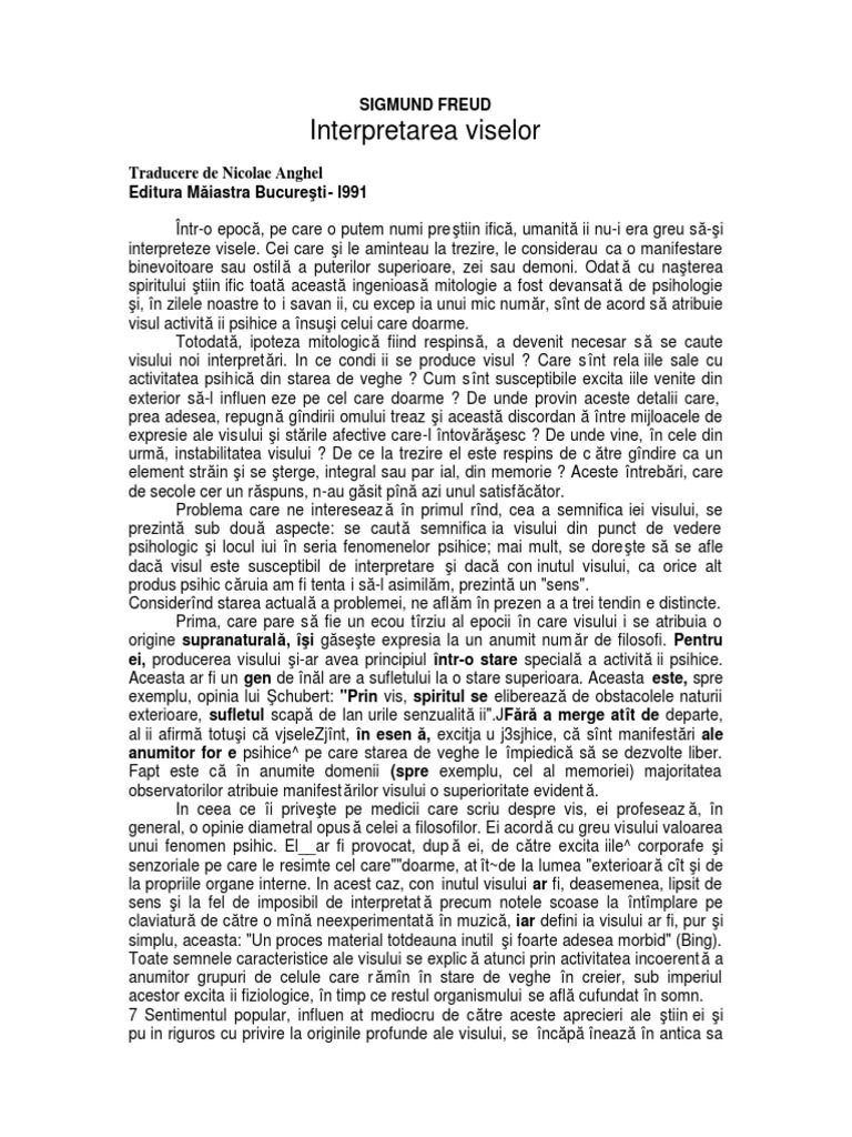 SIGMUND FREUD Interpretarea Viselor | PDF