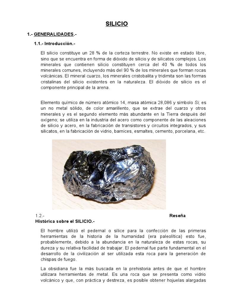 Extracción y usos del silicio | PDF | Silicio | Minerales