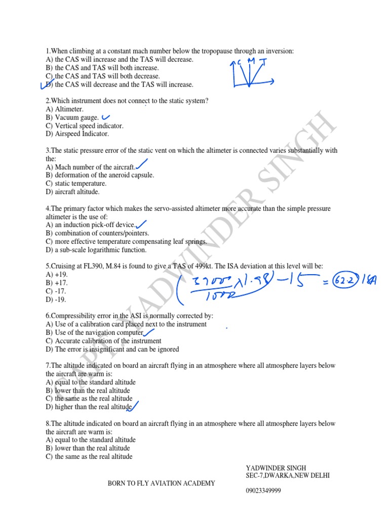 Instrument Nav Test Solved | PDF | Airspeed | Gyroscope