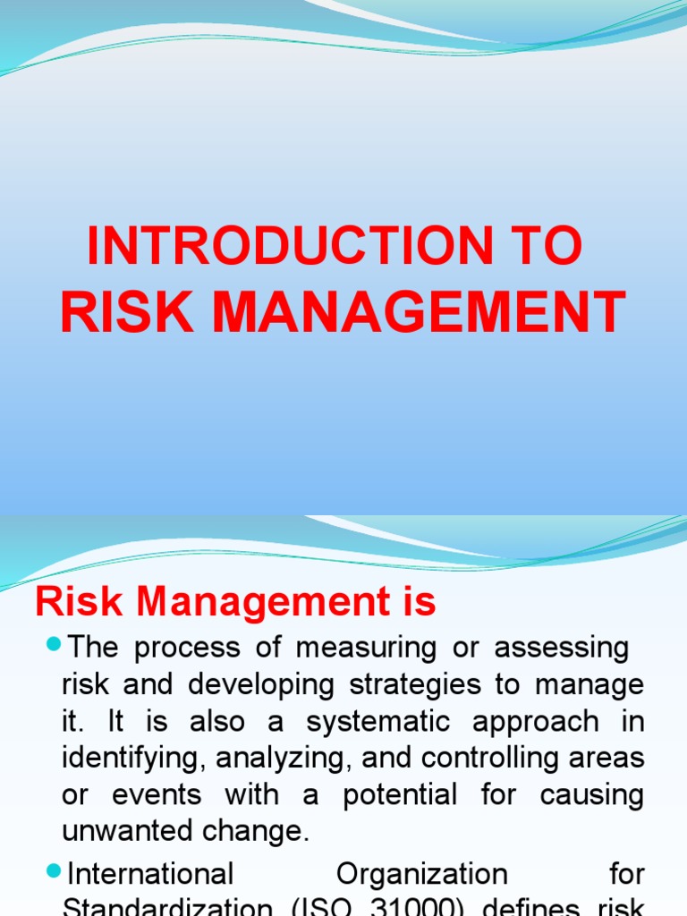 Introduction To Risk Management | PDF | Risk Management | Risk