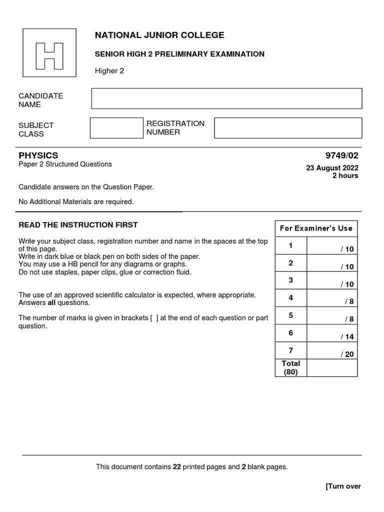 NJC 2022 H2 Physics Prelim P2 QP | PDF | Radioactive Decay | Electromagnetism