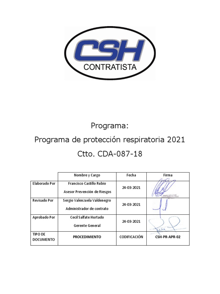 Programa de protección respiratoria | PDF | Filtración | Condensación Programa de protección respiratoria | PDF | Filtración | Condensación