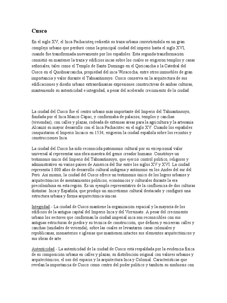 Patrimonio y Templos de Cusco | PDF | Imperio Inca | Agua
