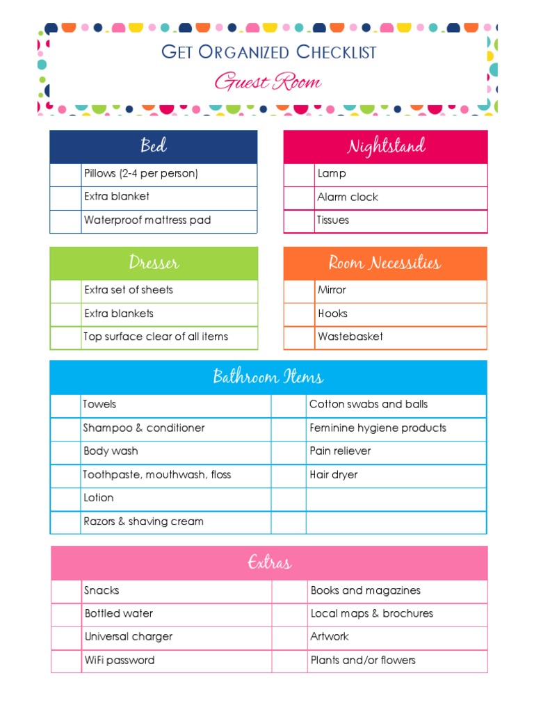 Organized Guest Room Checklist | PDF