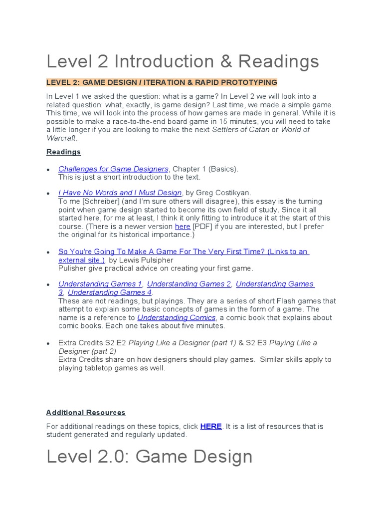Level 2 | PDF | Game Design | Role Playing Games