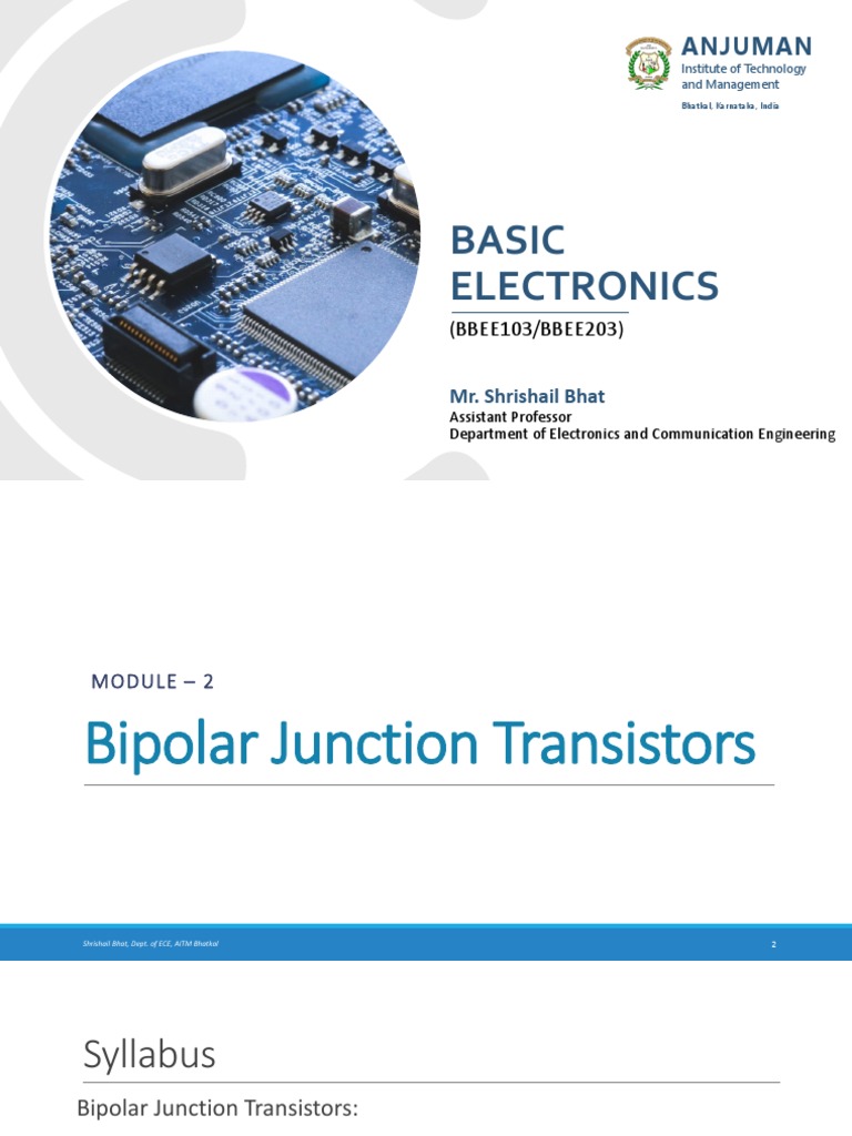 Basic Electronics (BBEE103/BBEE203) - Bipolar Junction Transistors (Module 2) | PDF | Bipolar ...