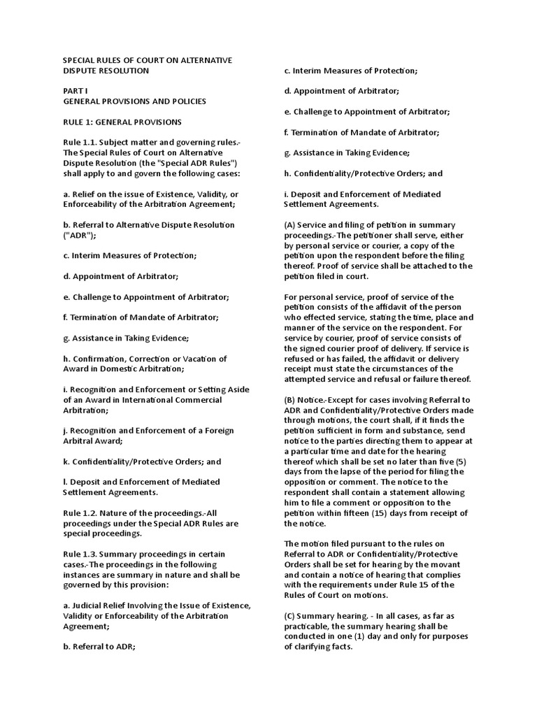 Special Rules of Court On Alternative Dispute Resolution | PDF | Alternative Dispute Resolution ...