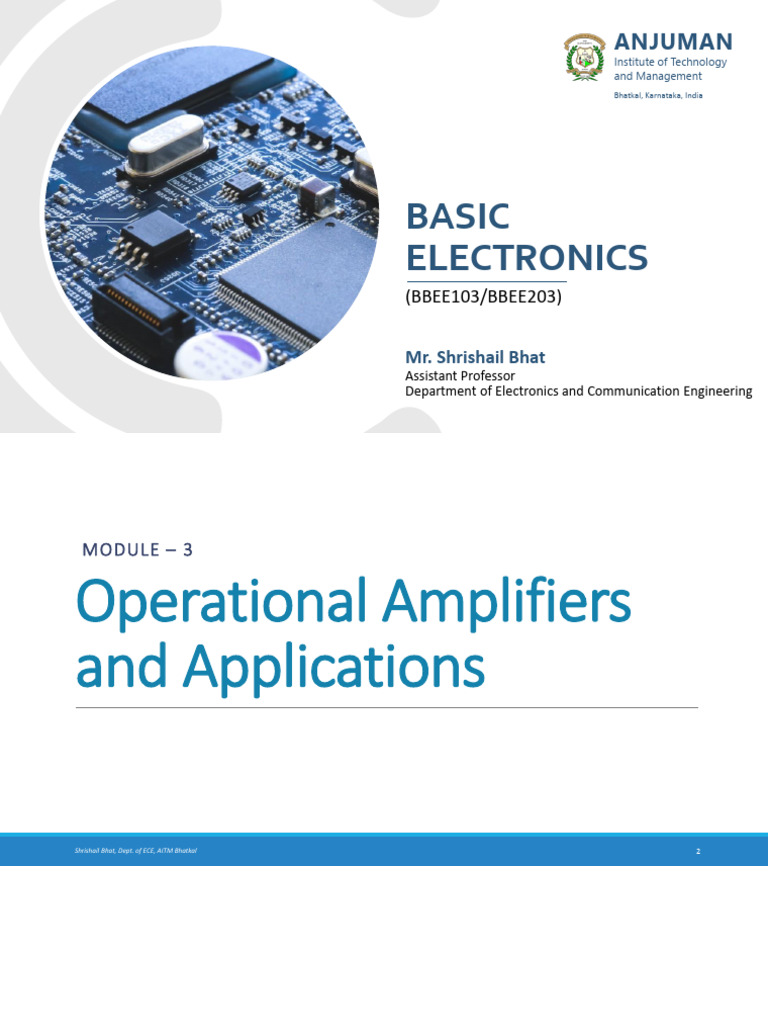 Basic Electronics (BBEE103/BBEE203) - Operational Amplifiers and Applications (Module 3) | PDF ...