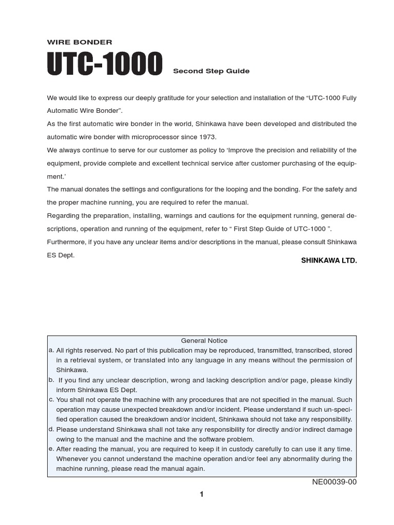 UTC-1000 2nd Step Manual | PDF | Computer File | Integrated Circuit