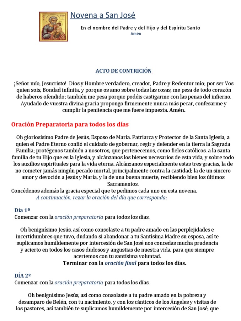 Novena A San José | PDF | María, madre de Jesús | Oración