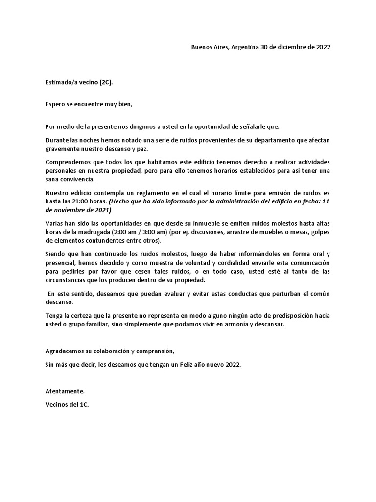 2° Carta Vecinos 2C | PDF