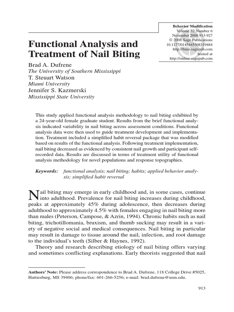 Functional Analyisis and Nail Biting | PDF
