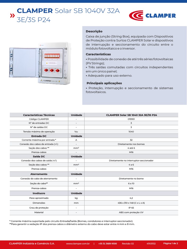 String Clamper SB 3e - 3s 1040v 32a | PDF | Ciência de Materiais | Bens manufaturados