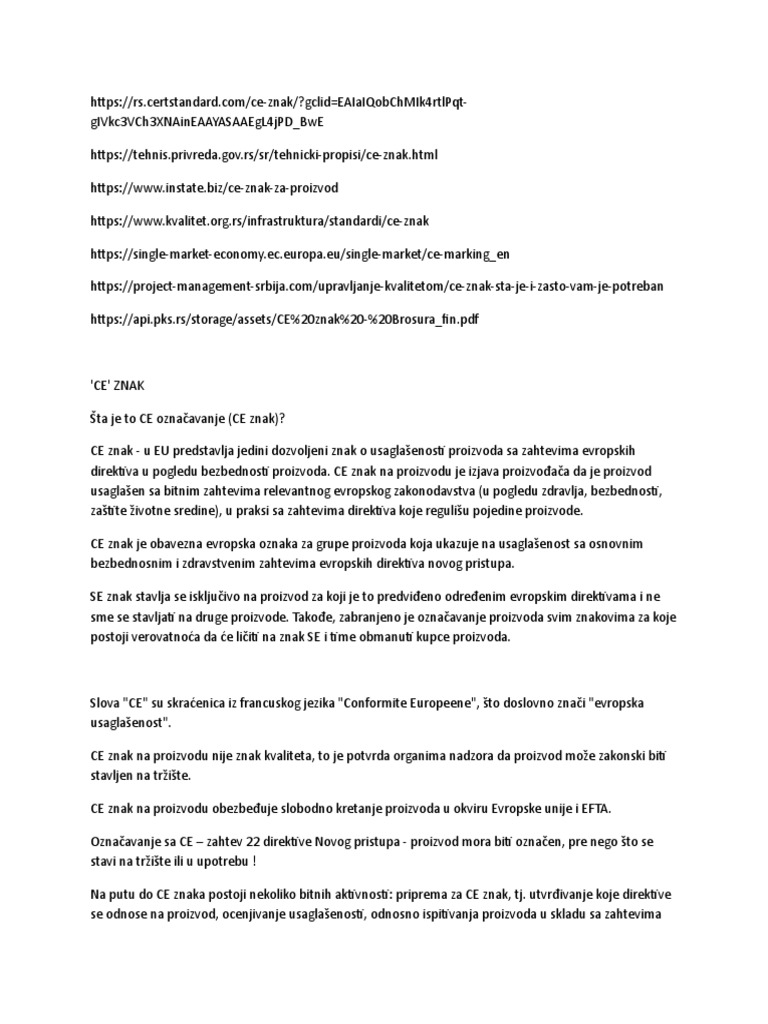 CE Oznaka Tekst | PDF