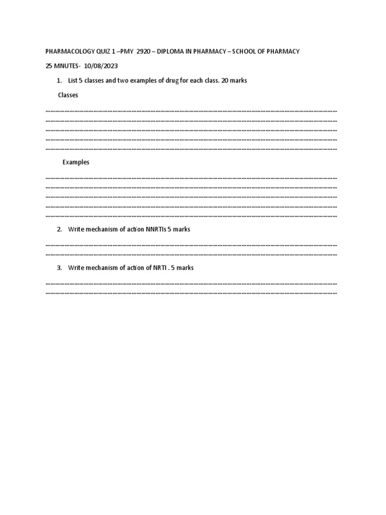Pharmacology Quiz 1 | PDF