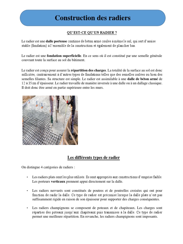 Types et définition des radiers béton | PDF | Béton | Grave (granulat)