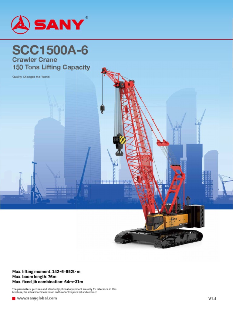 SANY SCC1500A-6 Crawler Crane Specs | PDF | Crane (Machine) | Length