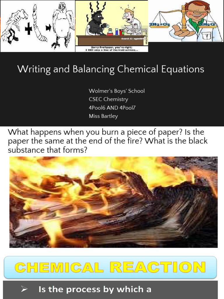 Writing and Balancing Chemical Equations | PDF | Chemistry | Chemical ...