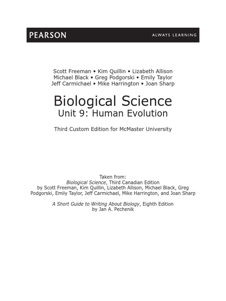 Biological Science Human Evolution Supplement Chapters 55 56 57 58 | PDF | Ape | Mammals