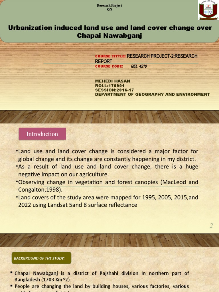 Urbanization Induced Land Use and Land Cover Change Over Chapai ...