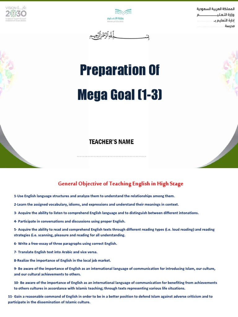 Mega Goal 1-3 English Curriculum Overview | PDF | Verb | English Language