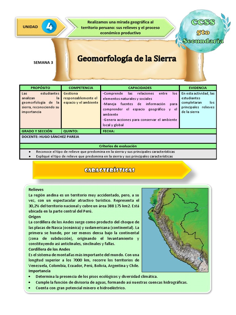 ACTIVIDAD-CC - SS. 5to-SEMANA-3 | PDF | Andes | Perú