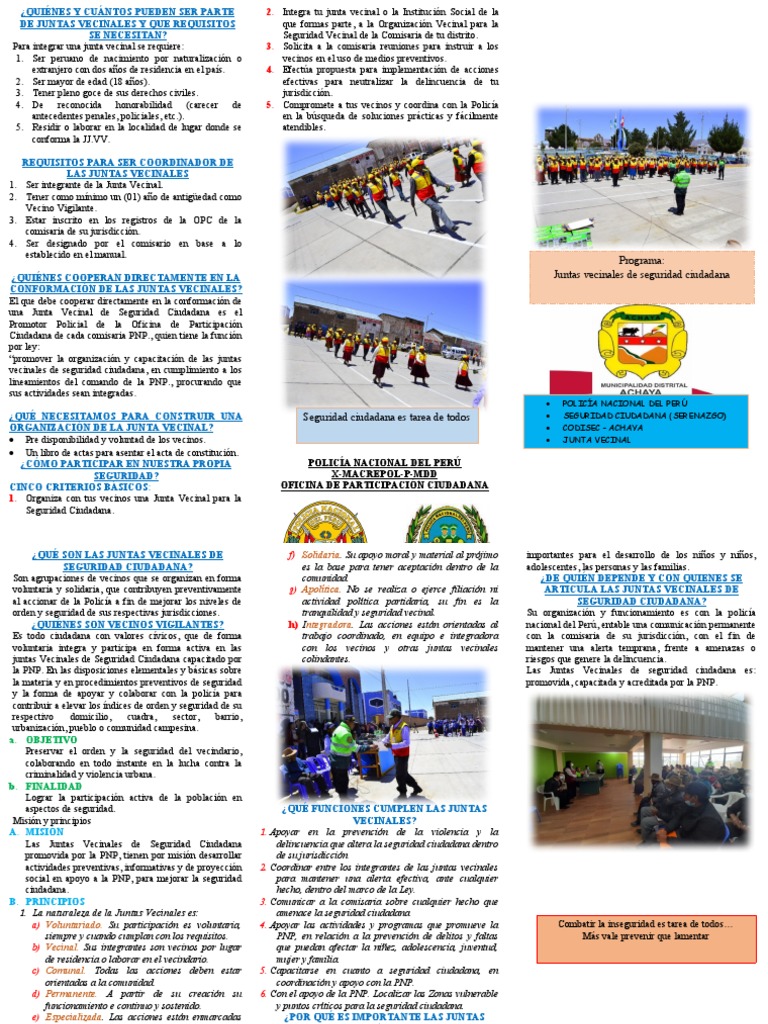 Junta Vecinal Triptico | PDF | Policía | Valores