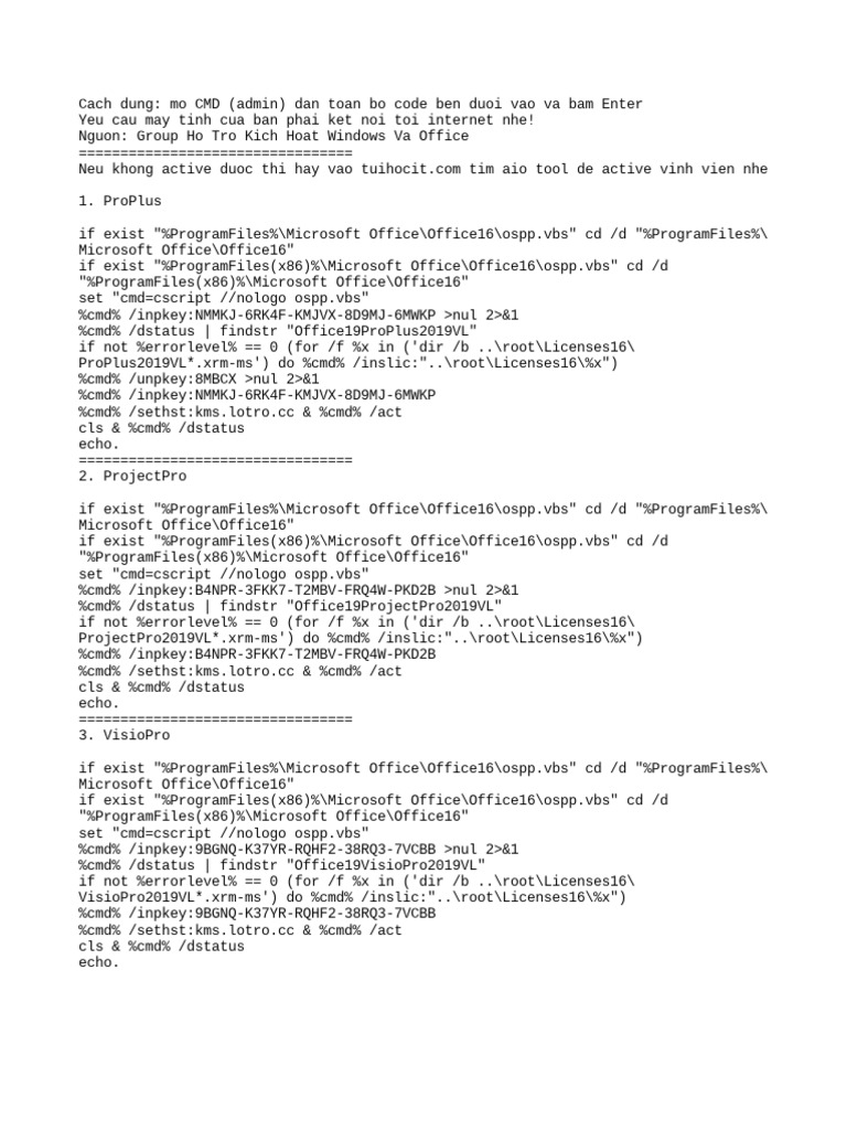 Code Activate Office 2019 | PDF