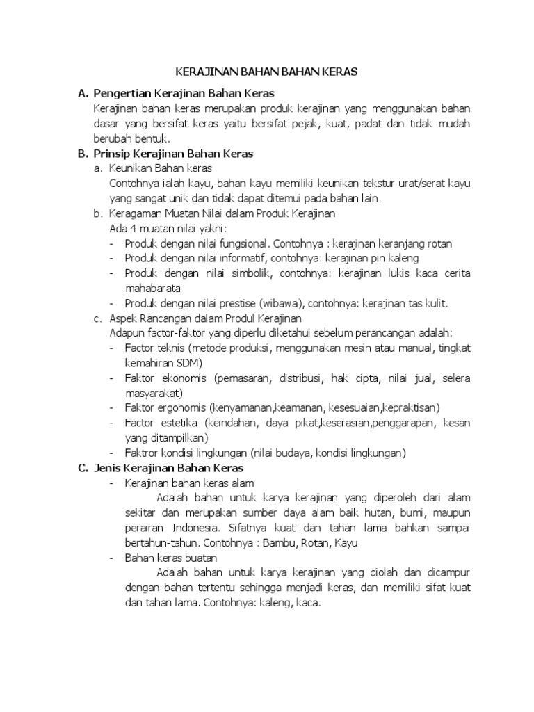 Kerajinan Bahan Bahan Keras | PDF