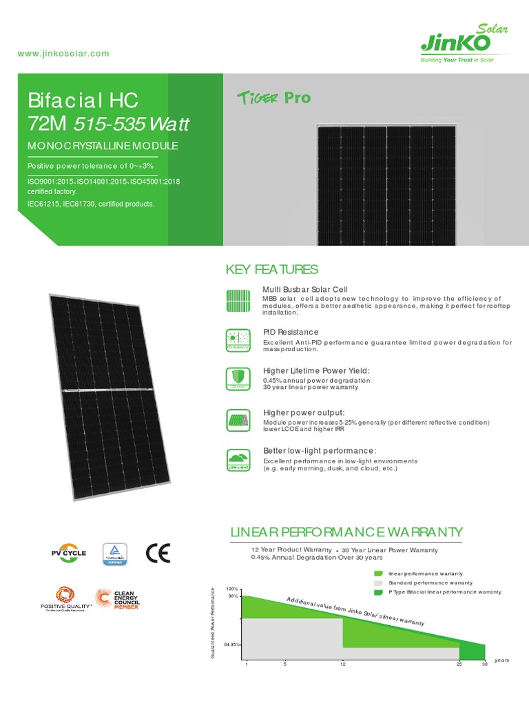 Jinko 615W Solar Module Datasheet | PDF | Solar Cell | Manufactured Goods