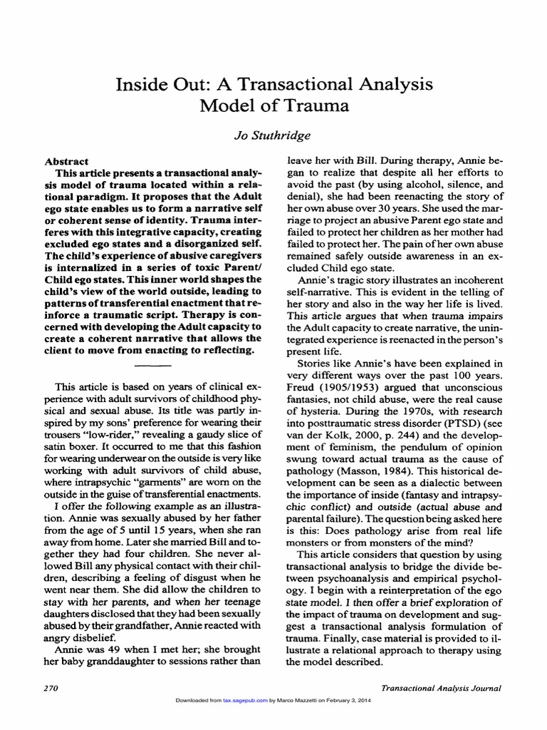 Transactional Analysis Journal 2006 Stuthridge 270 833 | PDF ...