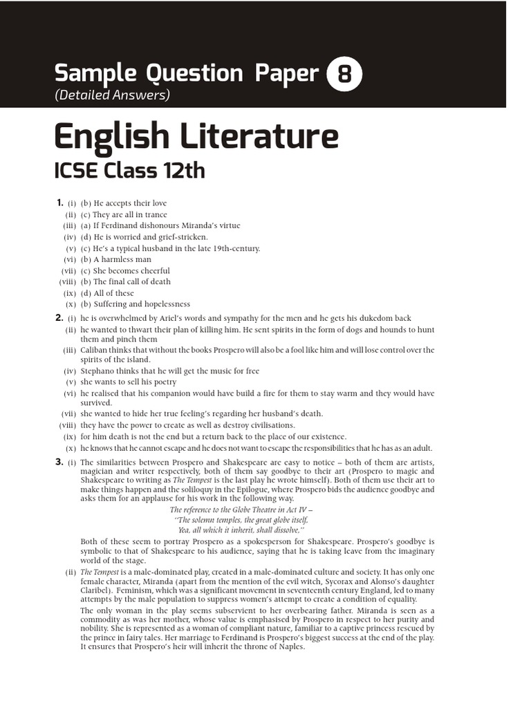 ISCLiterature in English 12 SQP 8 | PDF