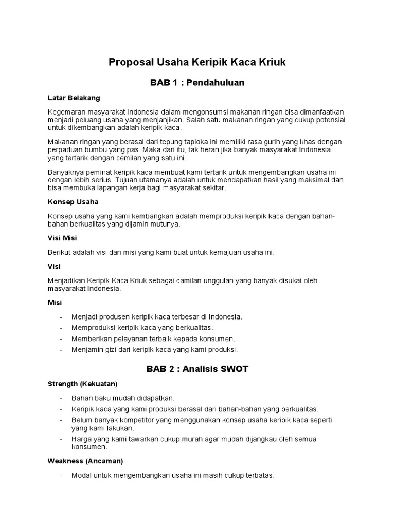 Proposal Usaha Keripik Kaca | PDF