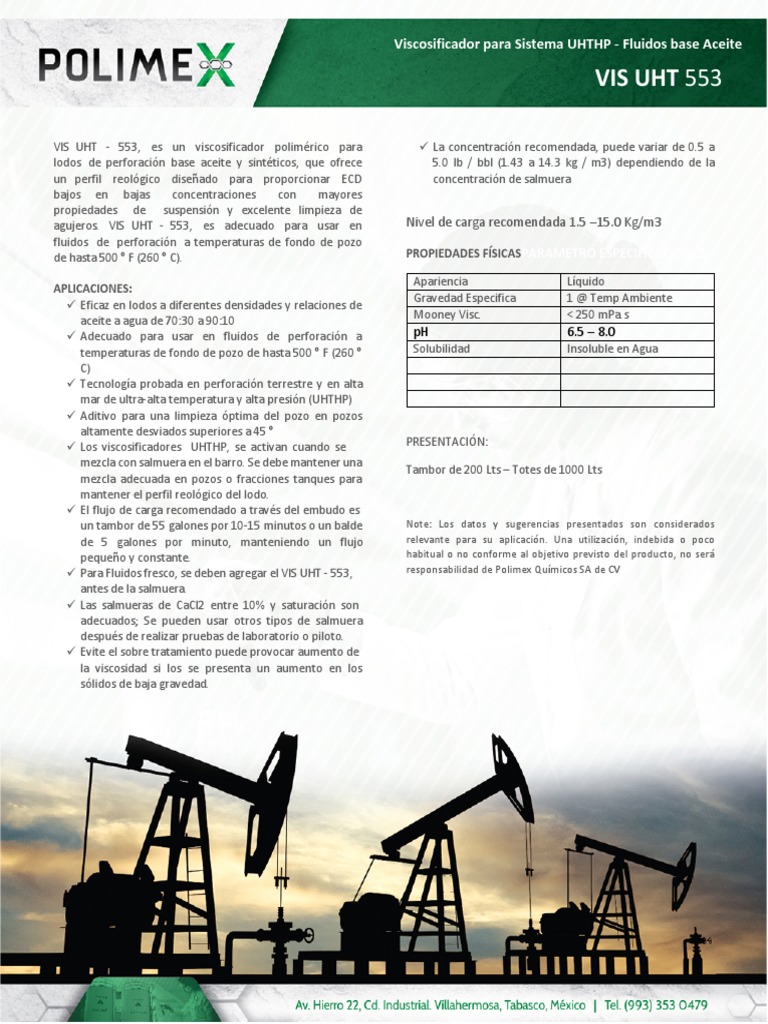 Polimex - Ficha Tecnica - Vis Uht 553 | PDF | Tecnología