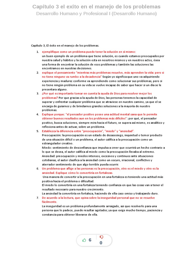 Capitulo 3 El Exito en El Manejo de Los Problemas - Compress | PDF | Ansiedad | Temor