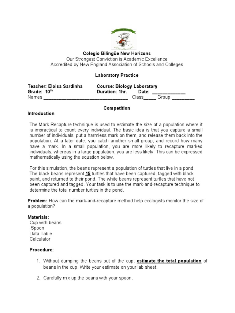 Mark Recapture Lab | PDF | Science | Applied Mathematics